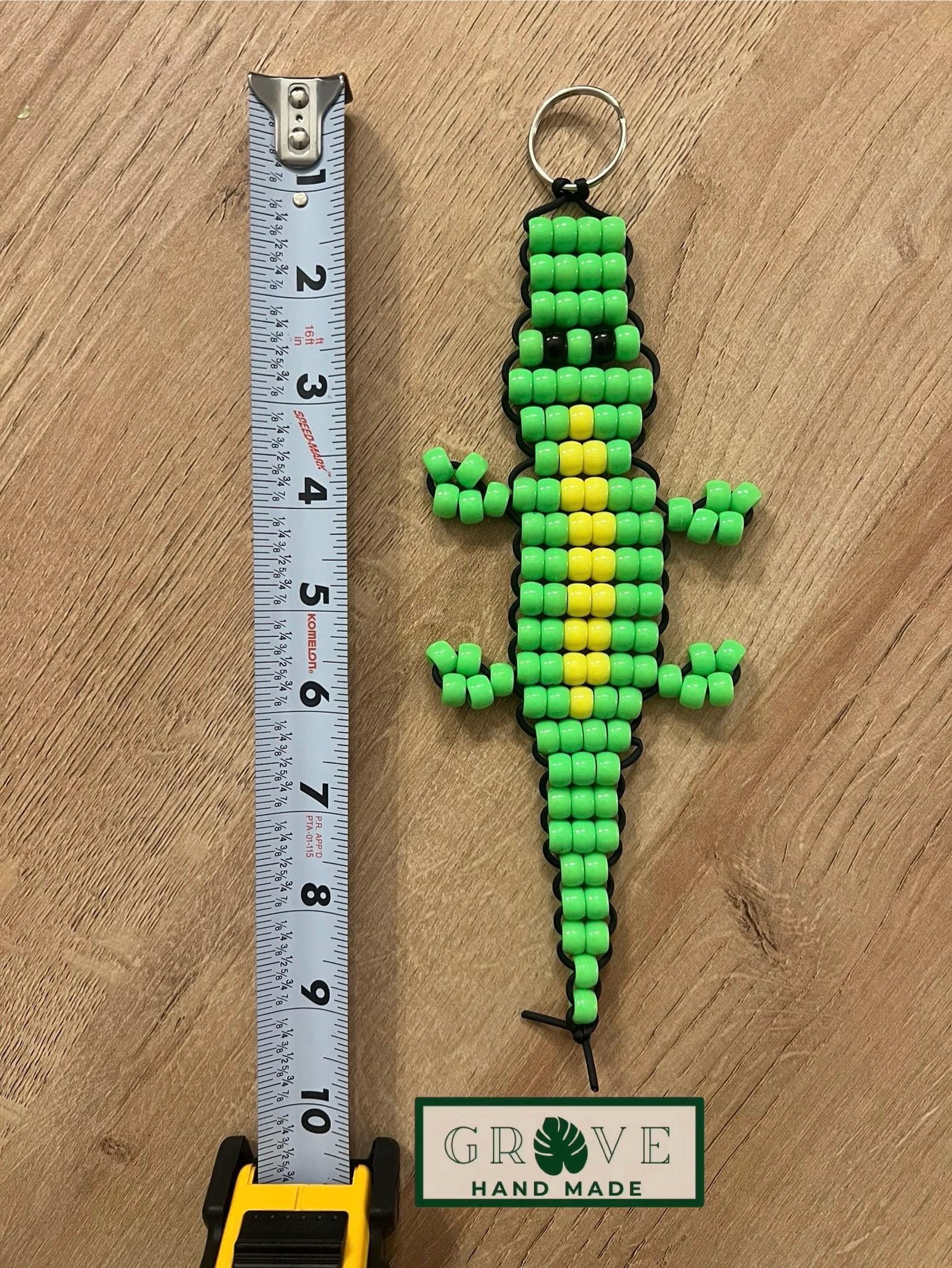 Pony Bead Crocodile Handmade Keychain: 90s Retro Gator Backpack Bag ...