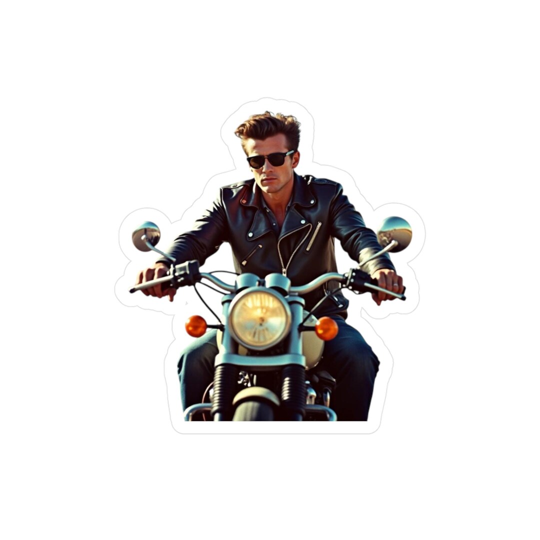 Cool Motorcycle Rider Sticker, Kiss-cut Vinyl Decal for Bike Lovers ...