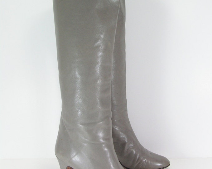 Chantal Knee High Boots Womens 7 Euro 37.5 N Gray Stiletto - Etsy
