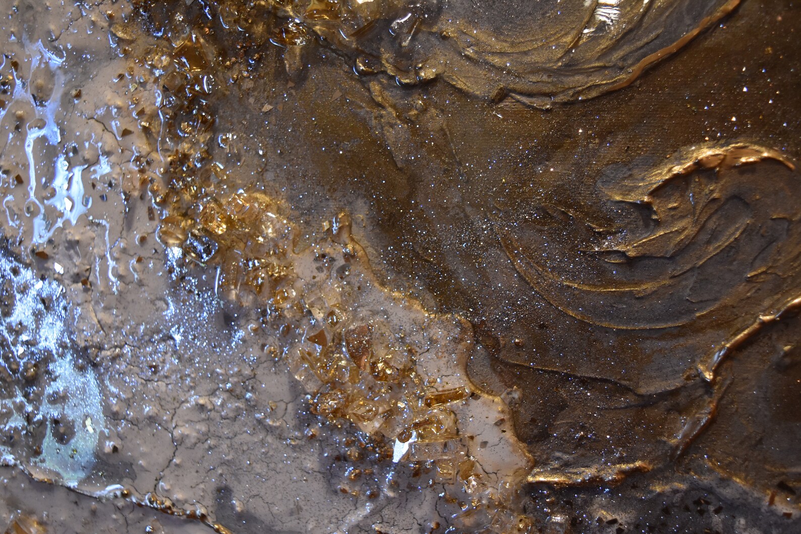 All That Glitters, Gold, Mixed Media, Abstract, Resin, Acrylic, Glitter ...