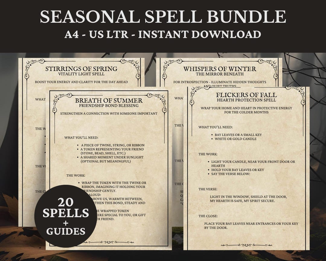 Printable Seasonal Spell Kit Bundle | Witchy Grimoire Pages for Wheel ...