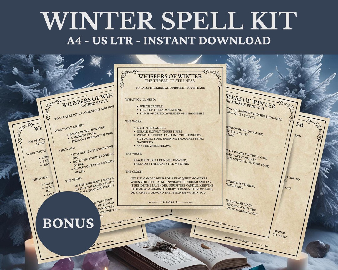 Printable Winter Spells Kit | Witchcraft Pages (instant Download) - Etsy