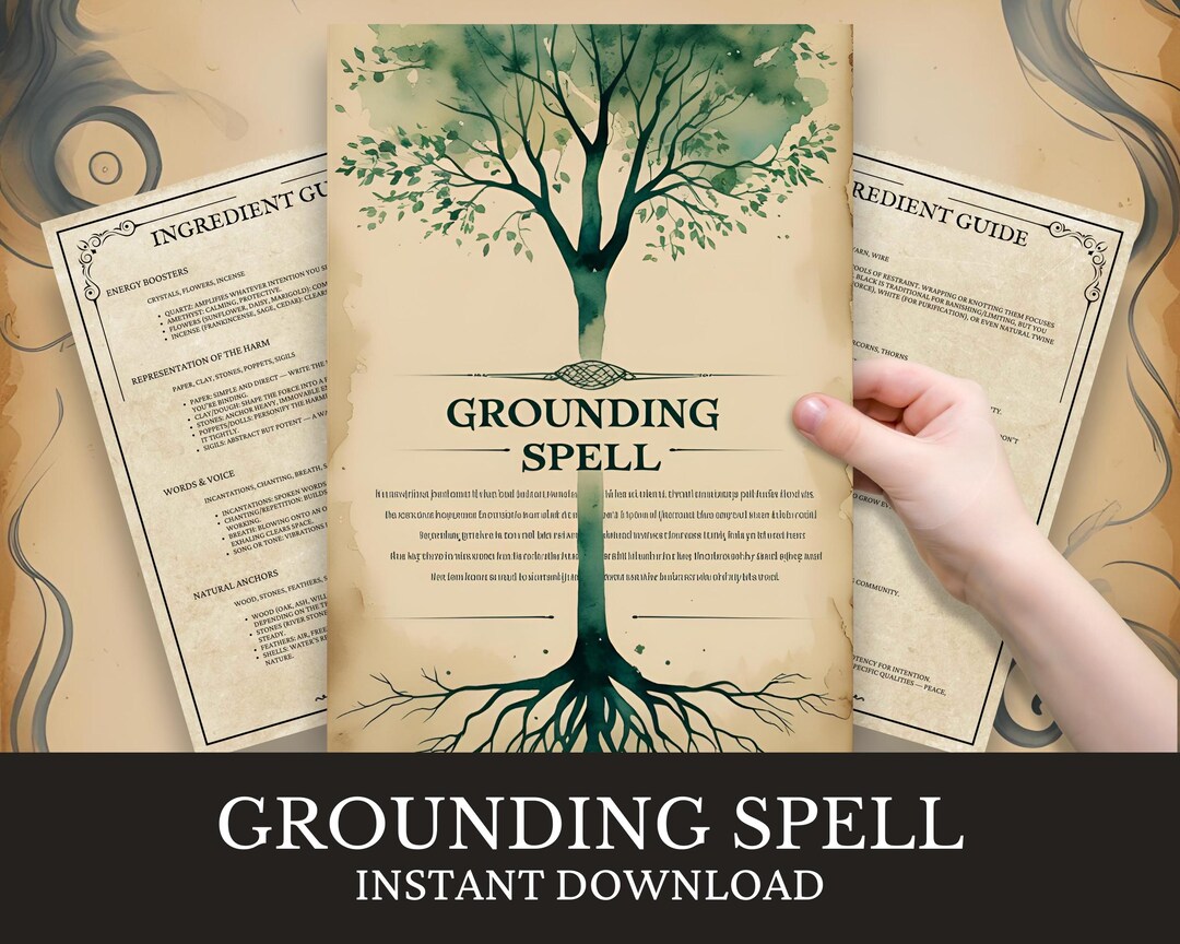 Grounding Spell Printable | Beginner Witch Grimoire Page (digital ...