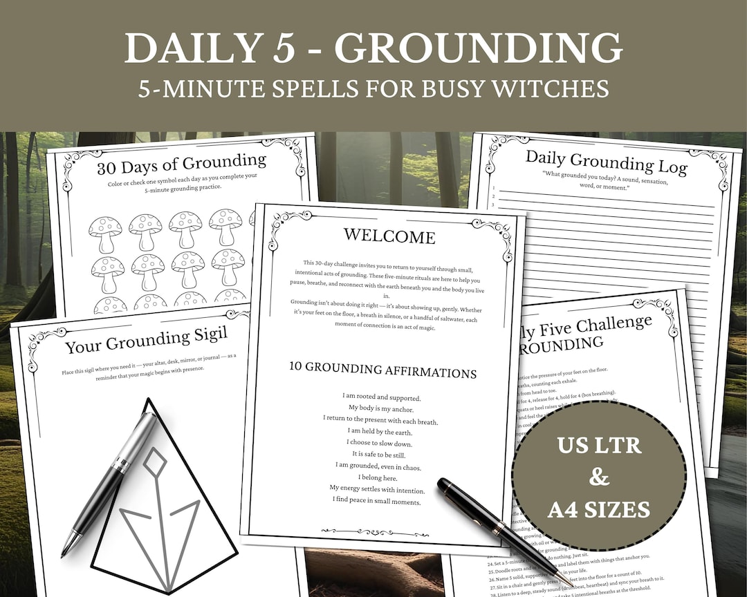 Grounding Ritual Kit Printable | 30-day Witchcraft Challenge (PDF) - Etsy