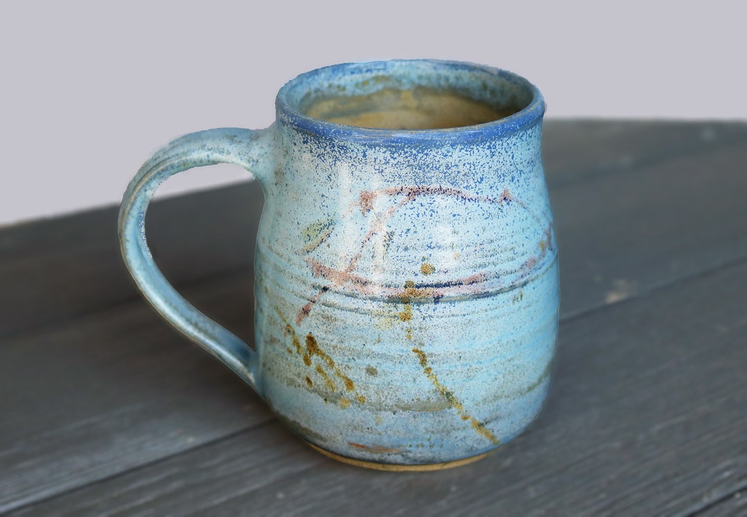 Big Blue Mug, 20 Oz. Stoneware, Handmade Pottery, Wheel Thrown ...