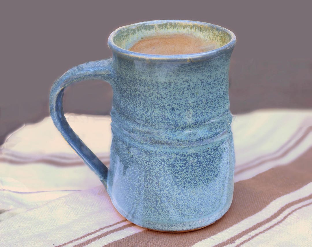 Big Blue Mug, 20 Oz. Stoneware, Handmade Pottery, Wheel Thrown ...