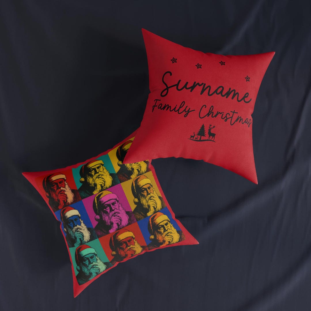 Santa Self Portrait Personalised Family Christmas Square Cushion - Etsy