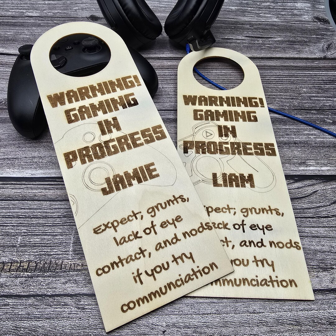 Warning! Gaming in Progress - Personalised Wood Door Sign - Etsy