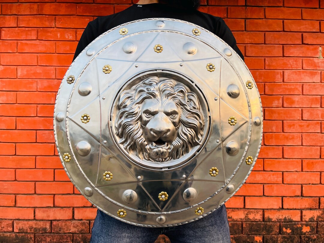 Lion Face Shield | Crusader Knight Round Shield | Medieval Knight Armor ...