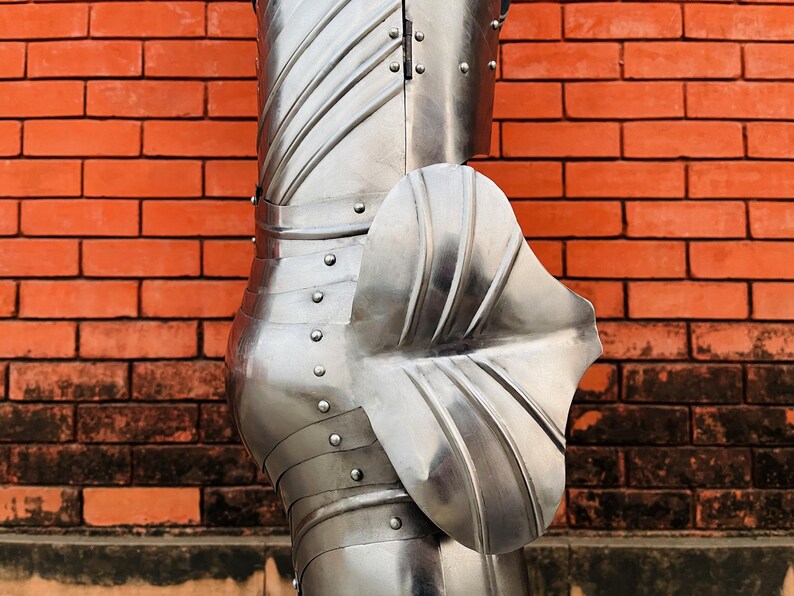Silver Steel Leg Armor Set – Medieval Knight Greaves & Sabatons ...