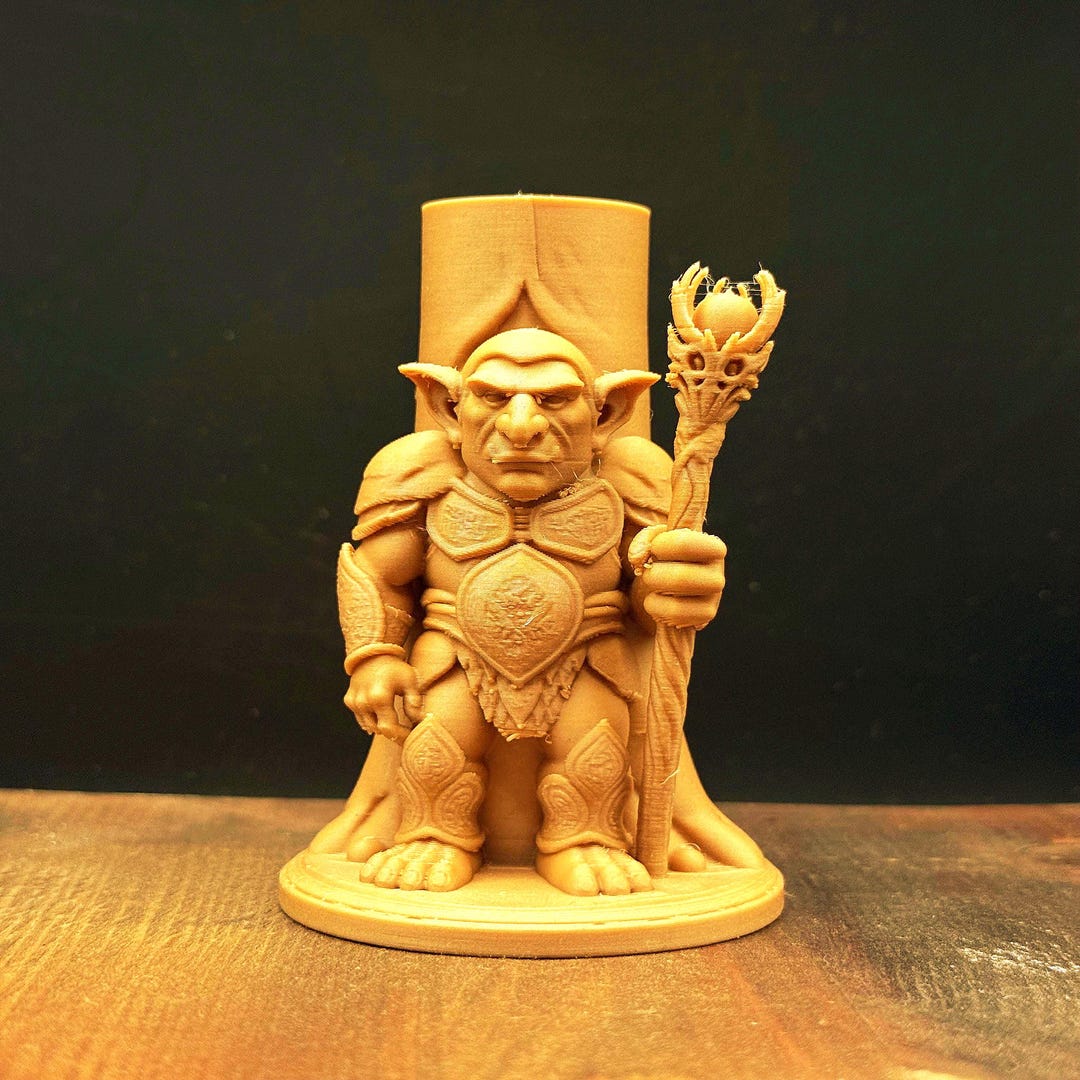 Goblin Mage Totem • 3D Printed Fantasy Warlock Figurine With Wood Fiber ...