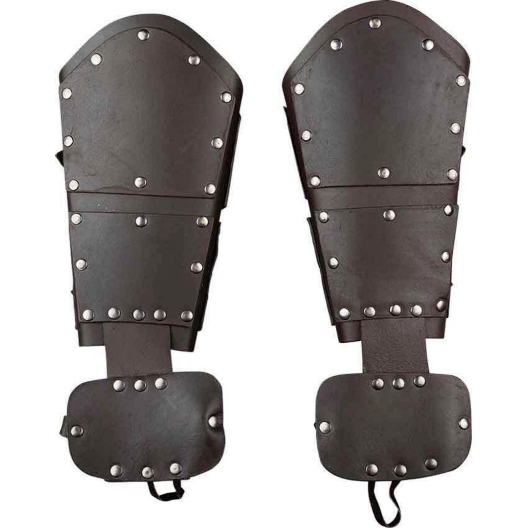 Medieval Leather Leg Armor Set Brown Black Leg Wraps With Metal Studs ...