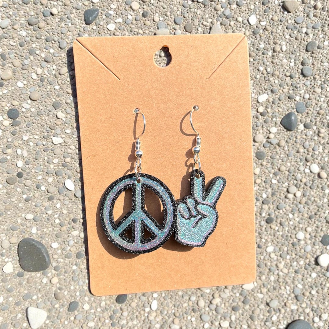 Peace Sign Mix Match Earrings | 3D Printed Peace Symbol Hand ...