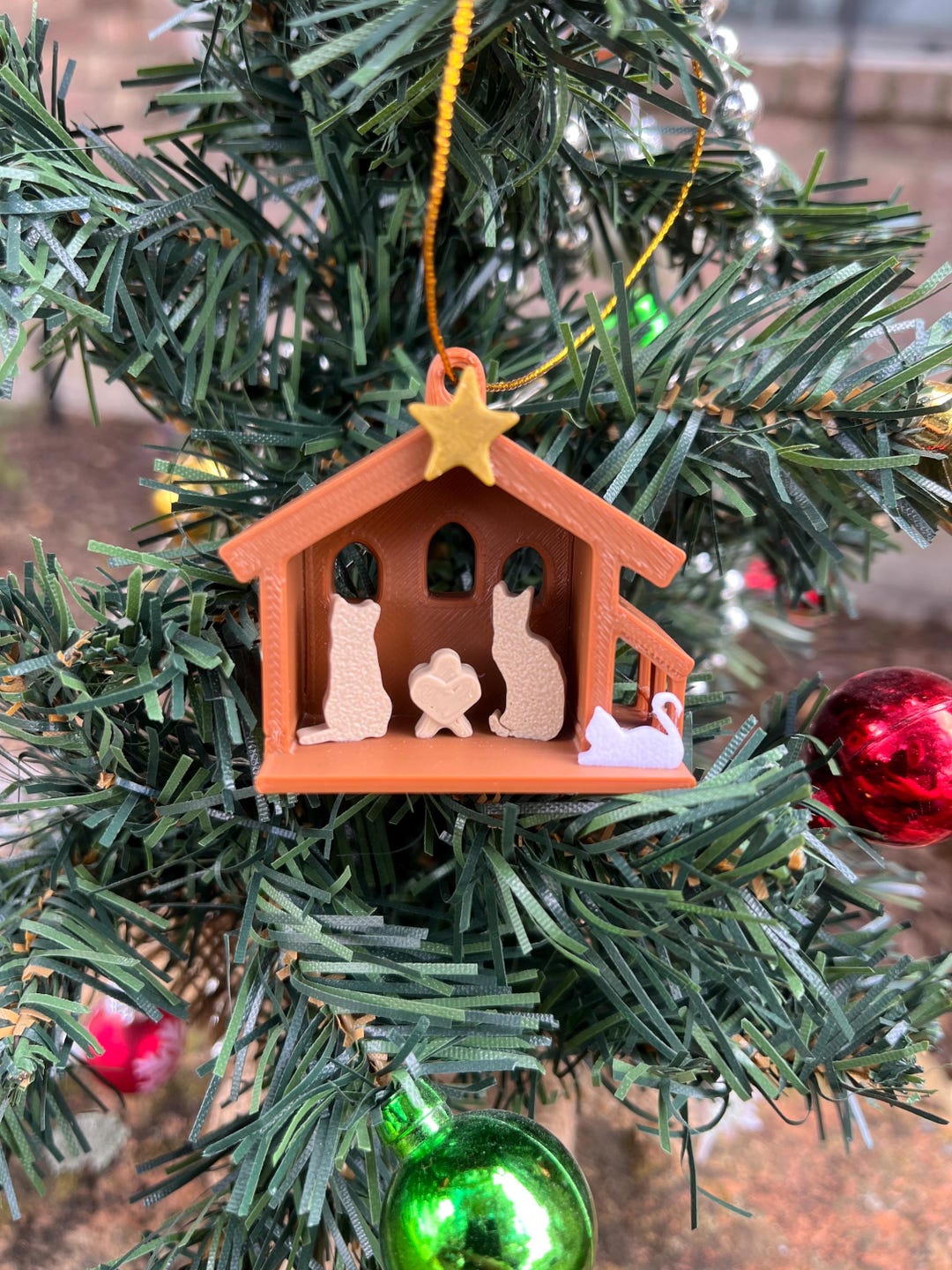 Mini Cat Nativity Scene Christmas Ornament | 3D Printed Holiday Décor ...