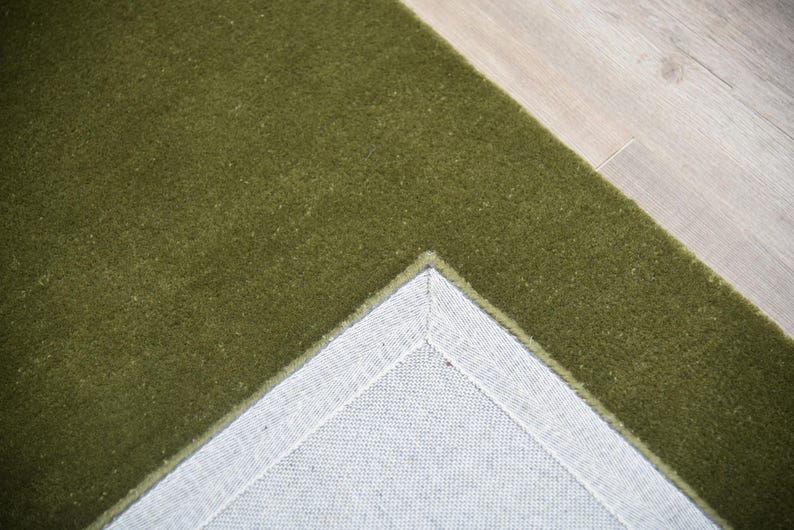 Buy Hand Tufted Solid Olive Green Wool Area Rug Modern Plain Carpet for ...