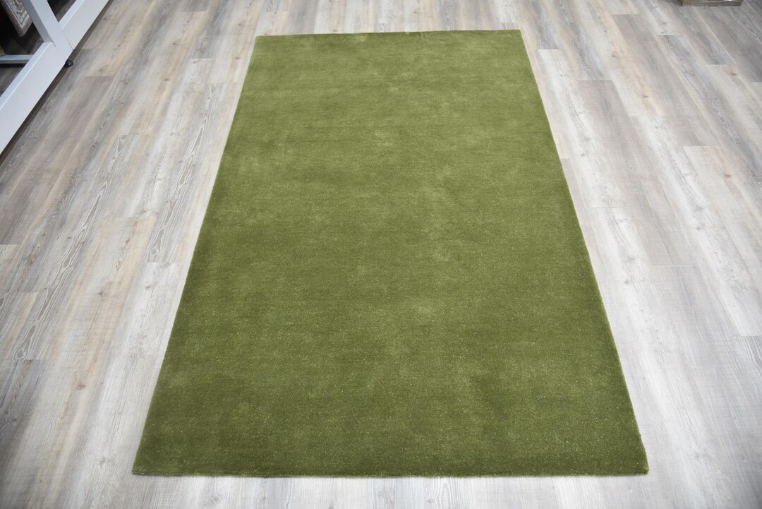 Buy Hand Tufted Solid Olive Green Wool Area Rug Modern Plain Carpet for ...