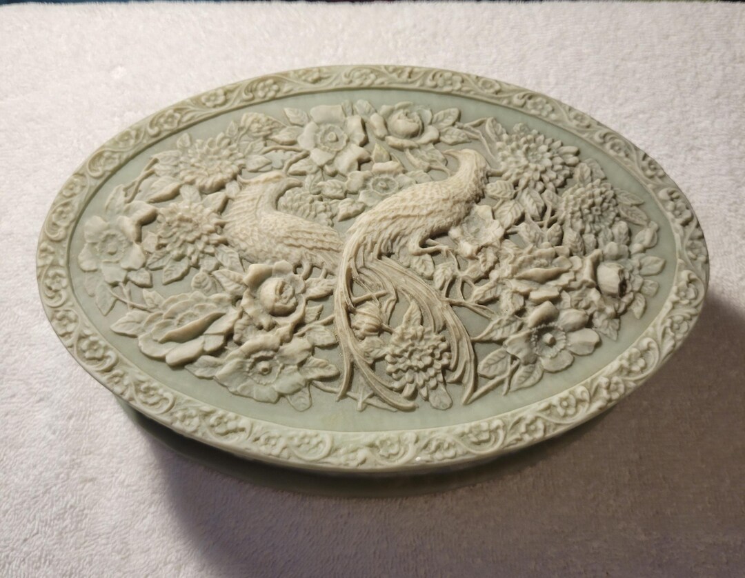 Vintage Incolay Stone Jewelry Box - Etsy