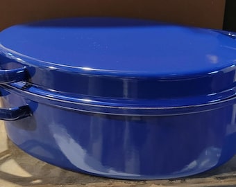 Vintage Large Blue Enamelware Roasting Pan - Etsy