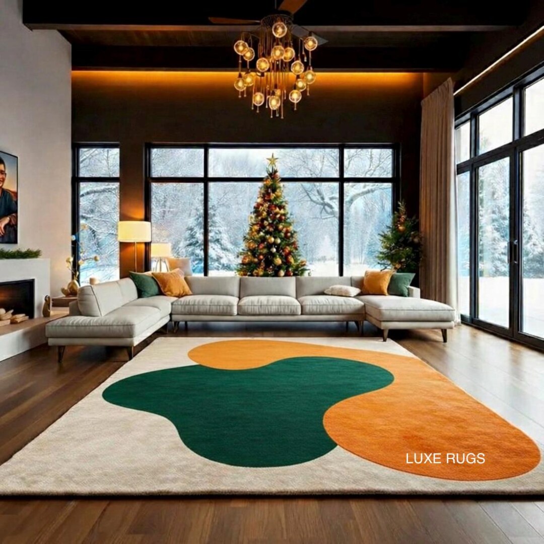 Hand Tufted Abstract Rug, Modern Organic Shape Rug, Contemporary Living ...