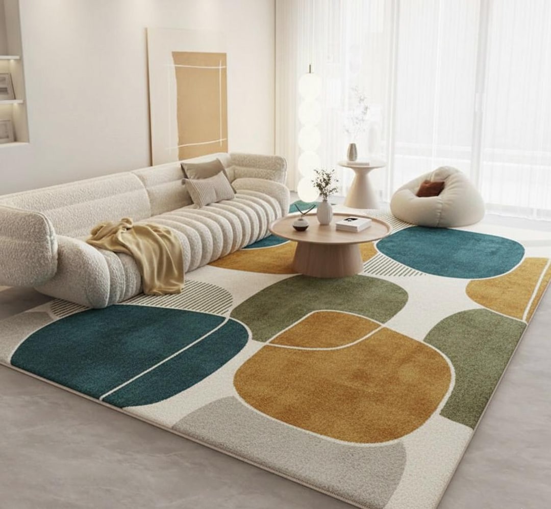 Modern Tufted Area Rug, Abstract Geometric Organic Shape Rug ...