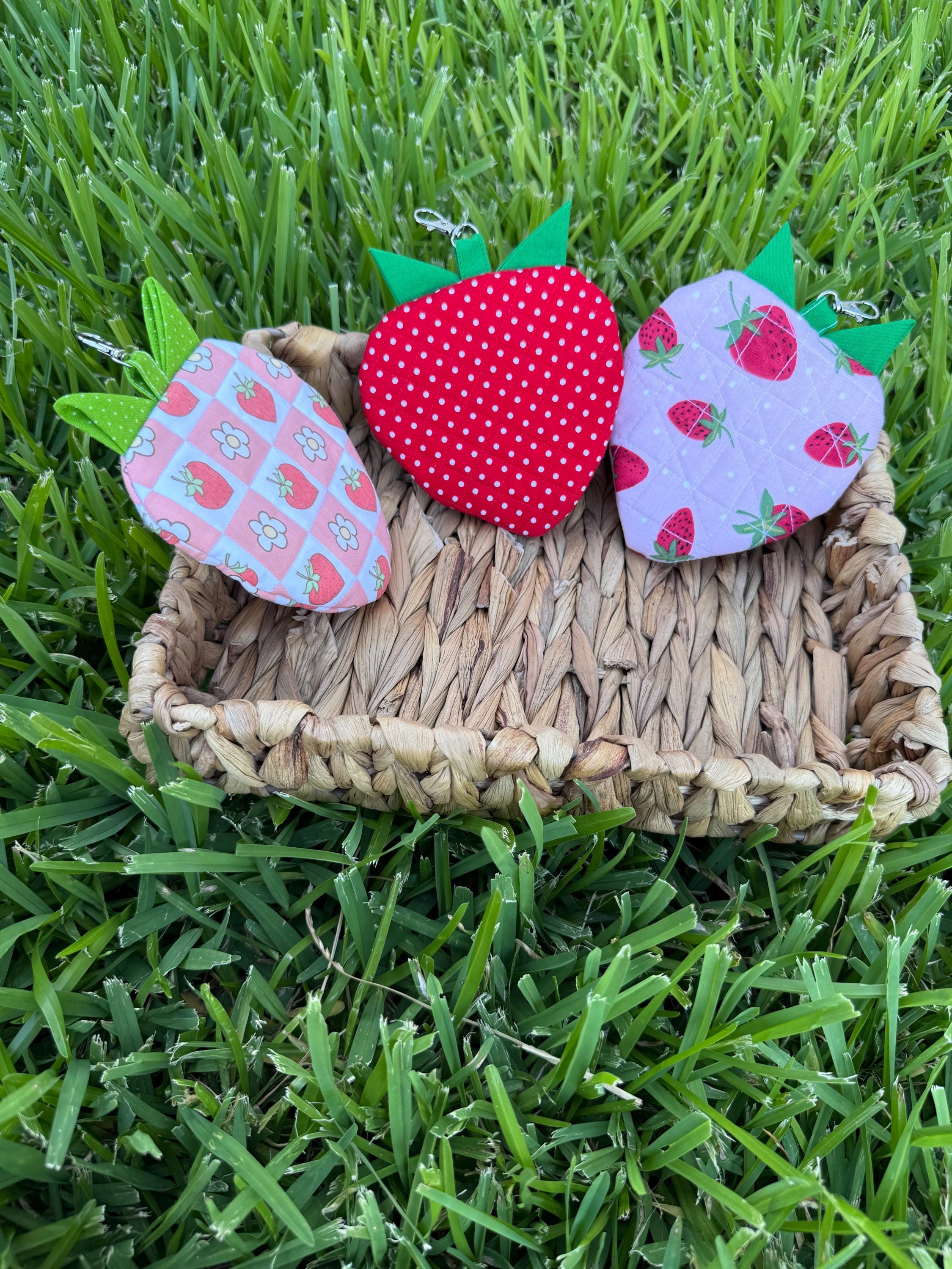 Strawberry Coin Pouch: Mini Zipper Bag With Clip - Choose Your Print - Etsy