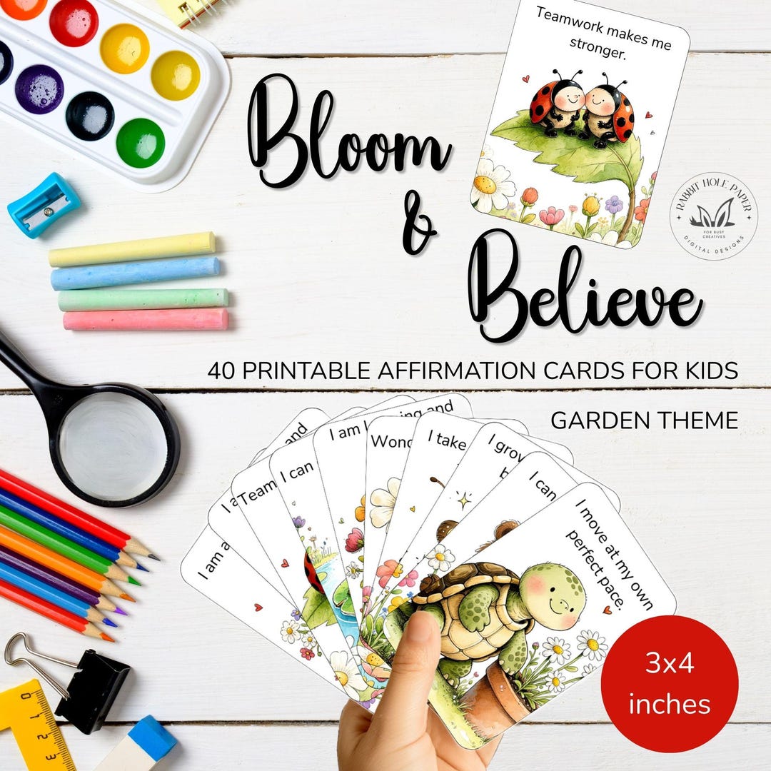 Printable Affirmation Card Garden Theme Mindfulness Activity Classroom ...