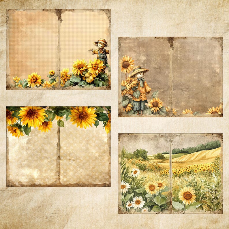 Sunflower Journal Paper Craft Supply Digital Download Printable Pages ...