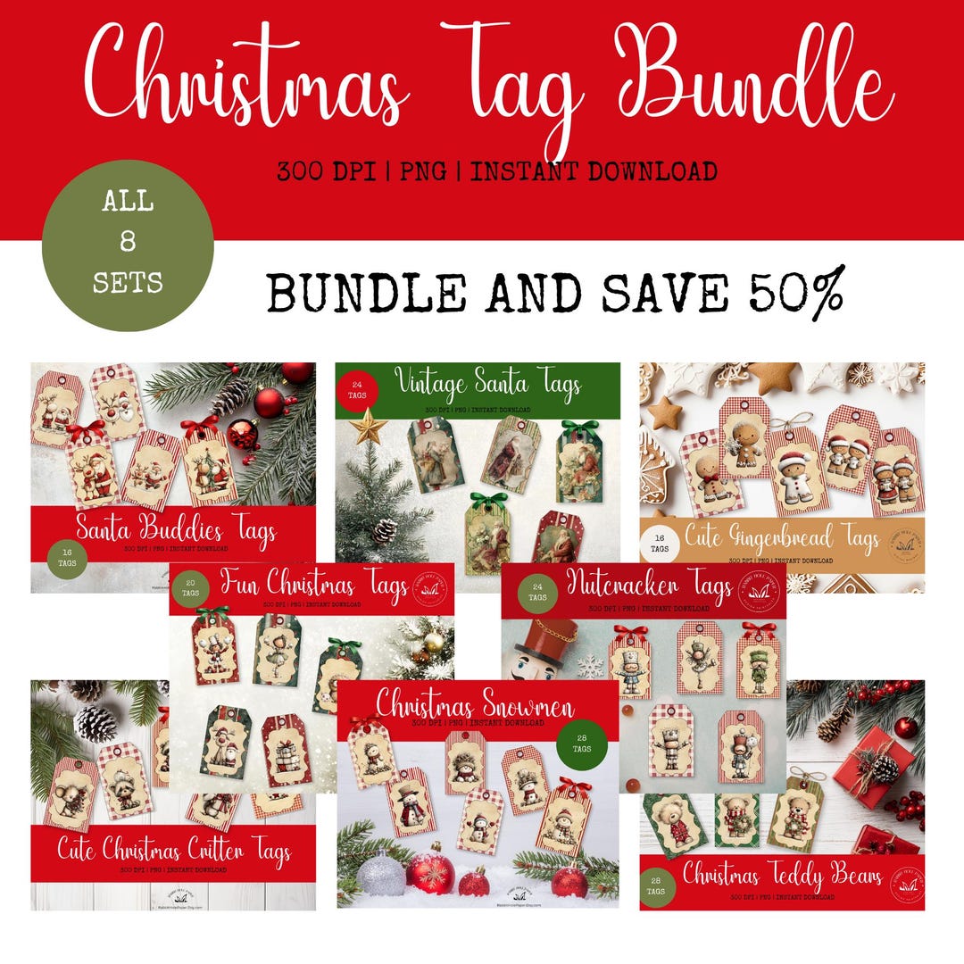 Printable Christmas Tag Digital Download Holiday Bundle Present ...
