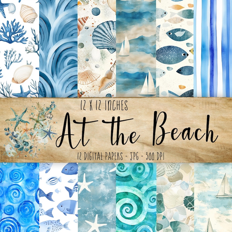 Beach Digital Paper Pack Design Template Download High Resolution ...