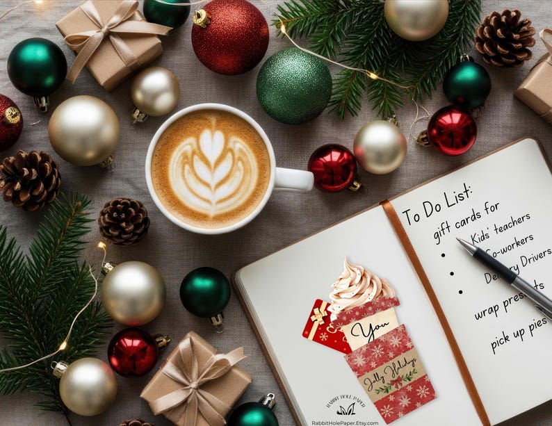 Christmas Coffee Template Gift Card Pocket Printable Cup Holiday ...