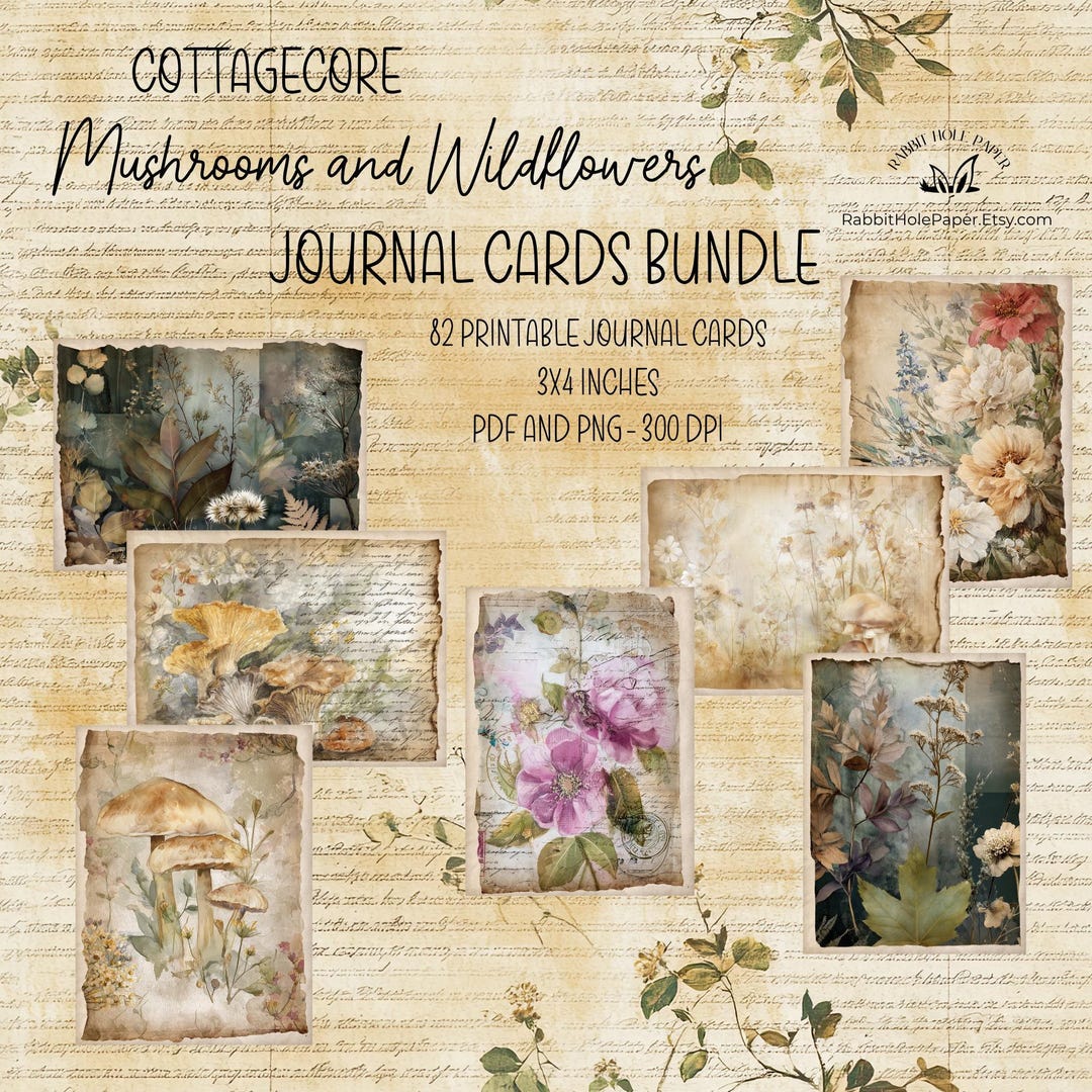 Cottagecore Journal Cards Making Supplies Digital Download Printable ...