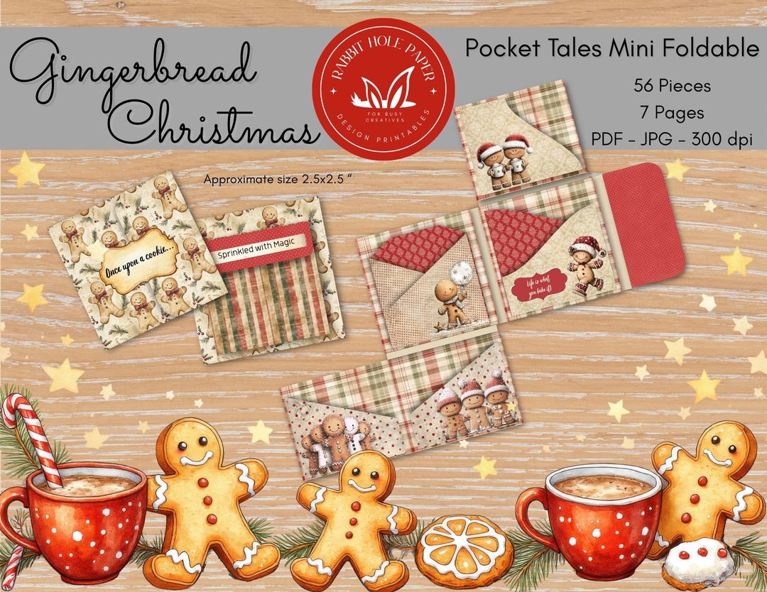 Gingerbread Christmas Printable Holiday Kit Digital Download Template ...