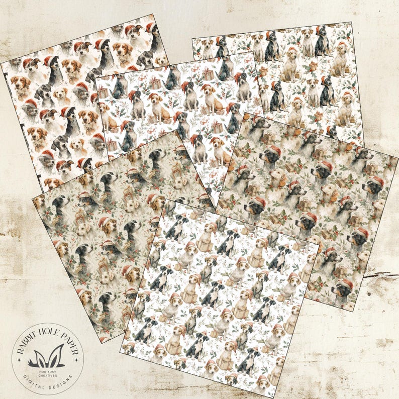 Christmas Dog Paper Craft Supply Digital Download Wedding Invitation ...