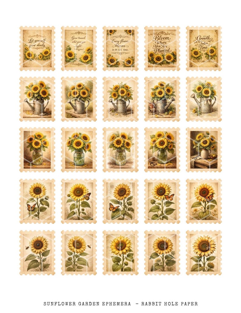 Vintage Sunflower Clipart Digital Download Printable Art Botanical ...