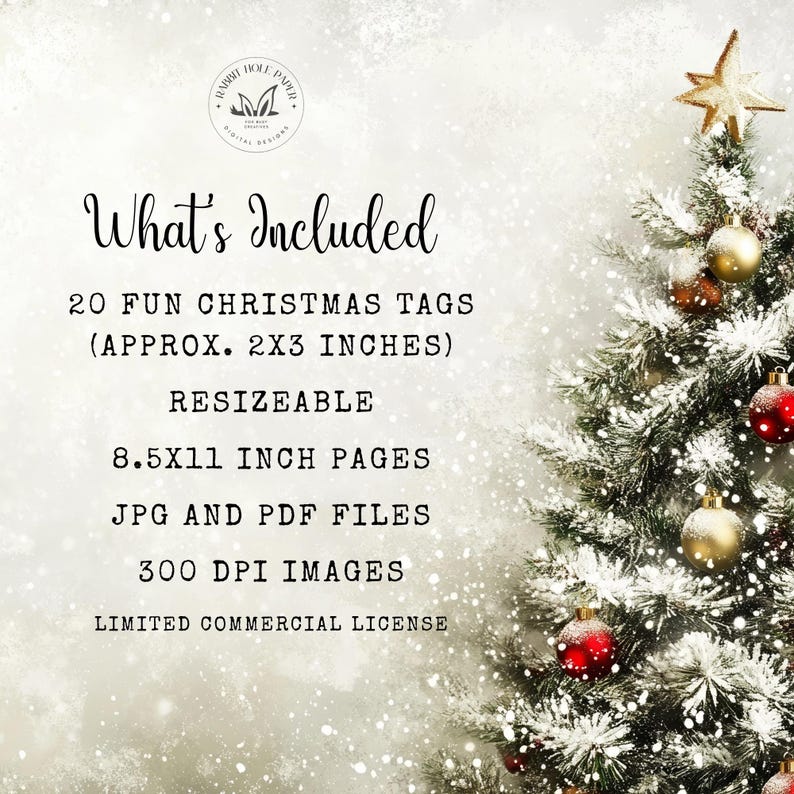 Printable Christmas Tag Holiday Gift Label Design Digital Download ...