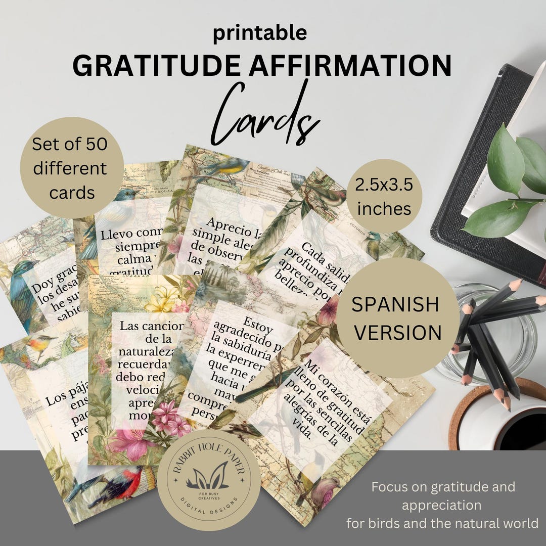 Spanish Gratitude Card Digital Download Printable Affirmation Nature ...