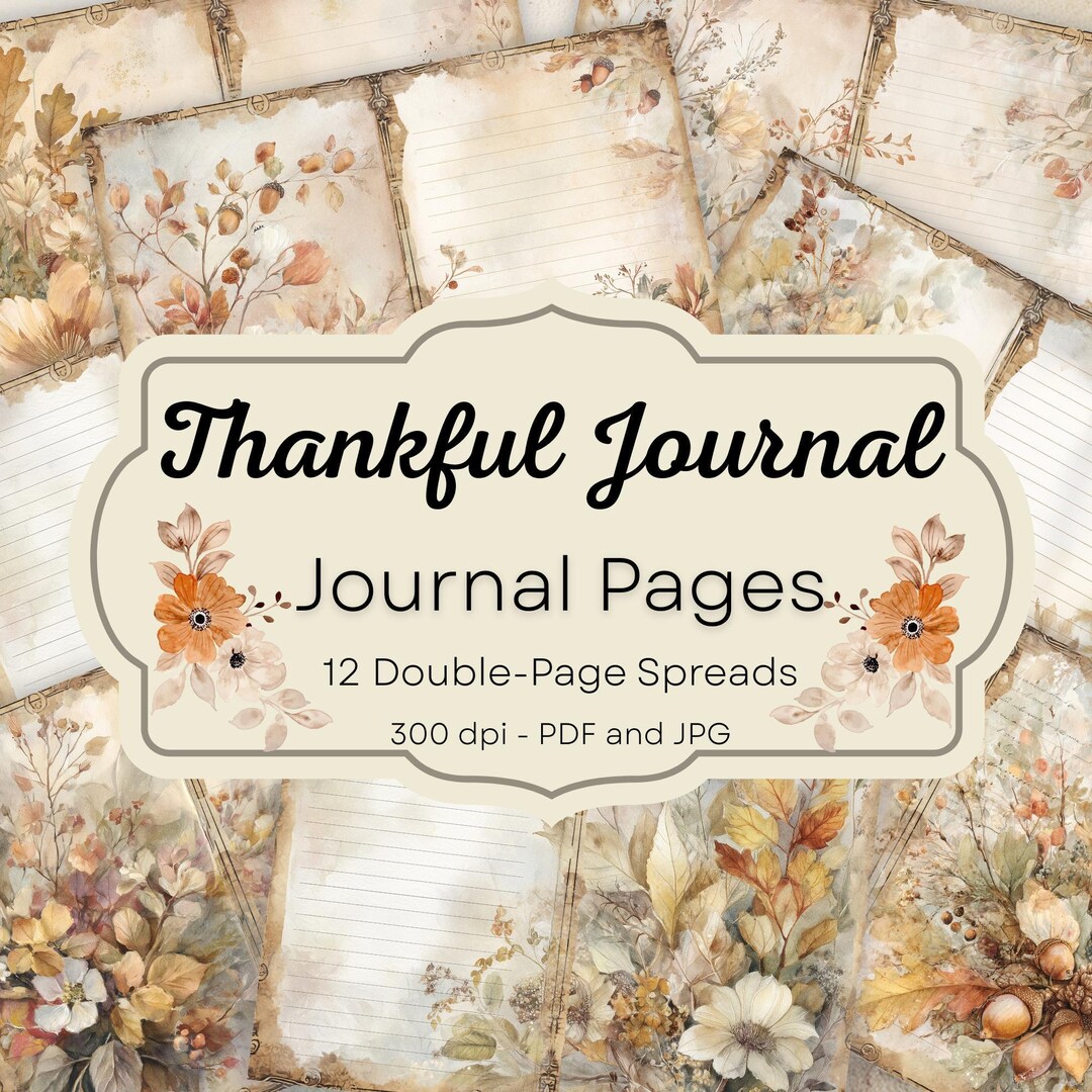 Fall Journal Printable Gratitude Page Kit Design Digital Scrapbook ...