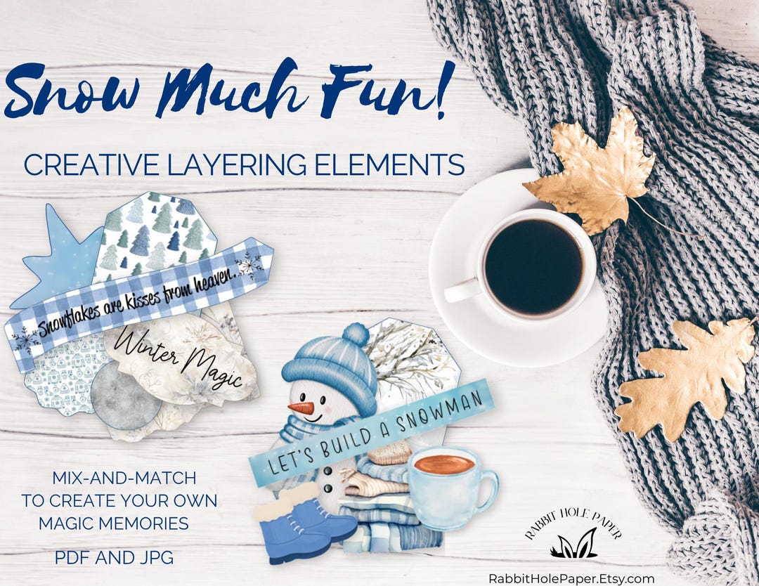 Snow Much Fun Ephemera Clusters – Winter Kids Printable Elements for ...