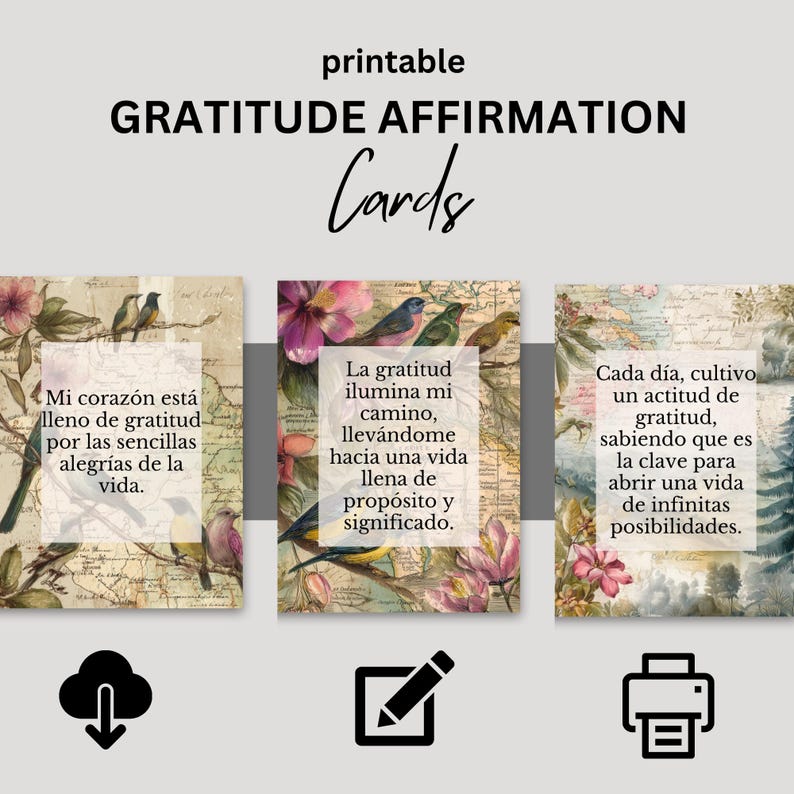 Spanish Gratitude Card Digital Download Printable Affirmation Nature ...