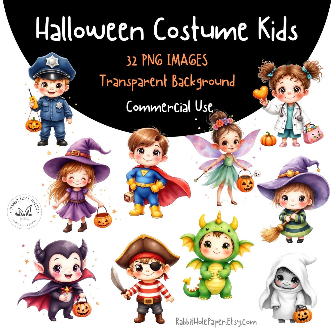 Halloween Costume Clipart Digital Download Cute Character Costume ...