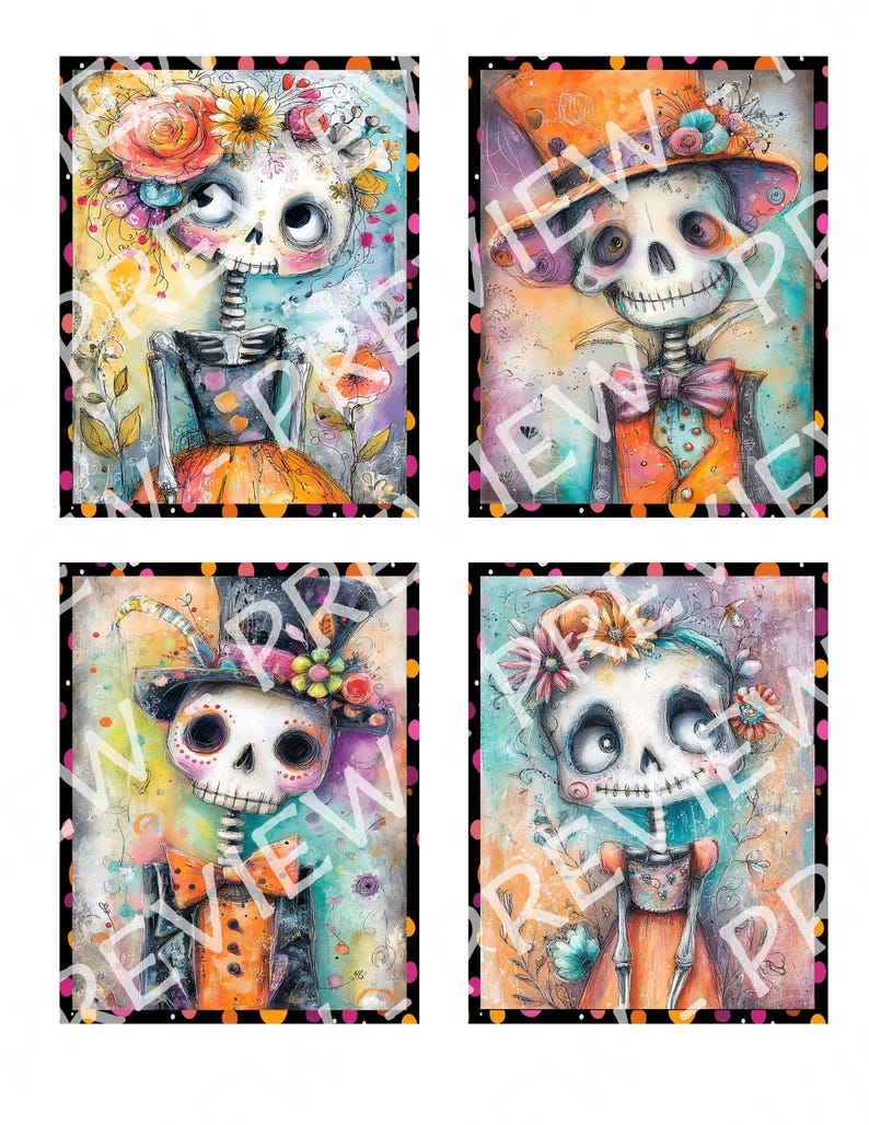 Spooky Skeleton Art Journal Insert Junk Printable Ephemera Digital ...