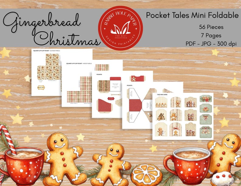 Gingerbread Christmas Printable Holiday Kit Digital Download Template ...