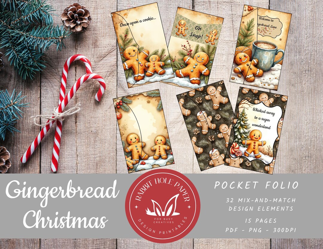 Gingerbread Printable Kit Digital Download Christmas Template Vintage ...