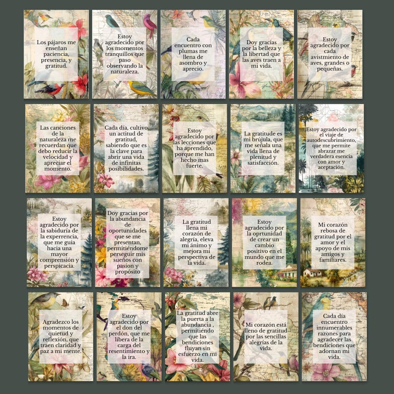 Spanish Gratitude Card Digital Download Printable Affirmation Nature ...