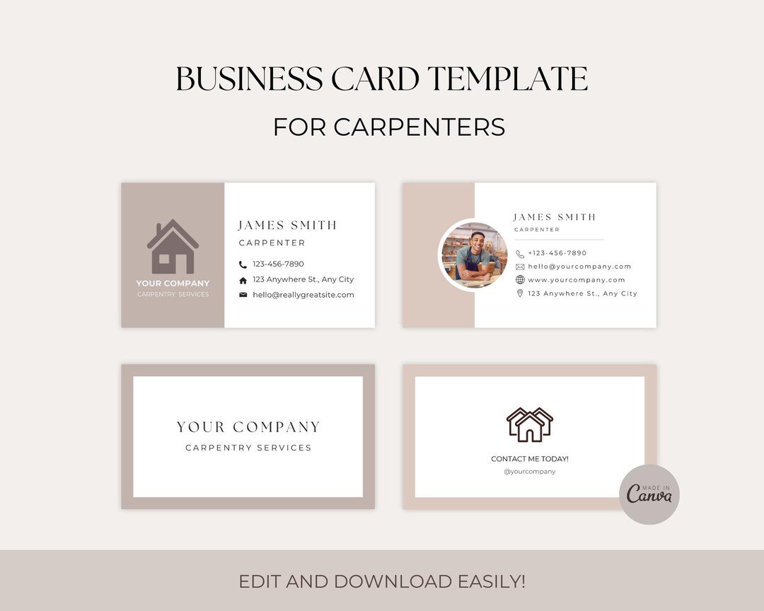 Carpenter Business Card Template, Carpentry Services Business Card ...