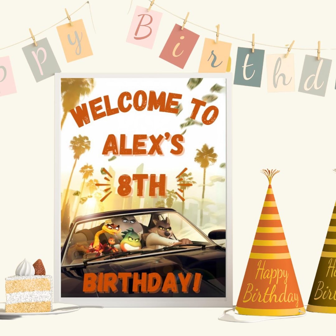 The Bad Guys Party Welcome Sign, Customizable Kids Birthday Welcome ...