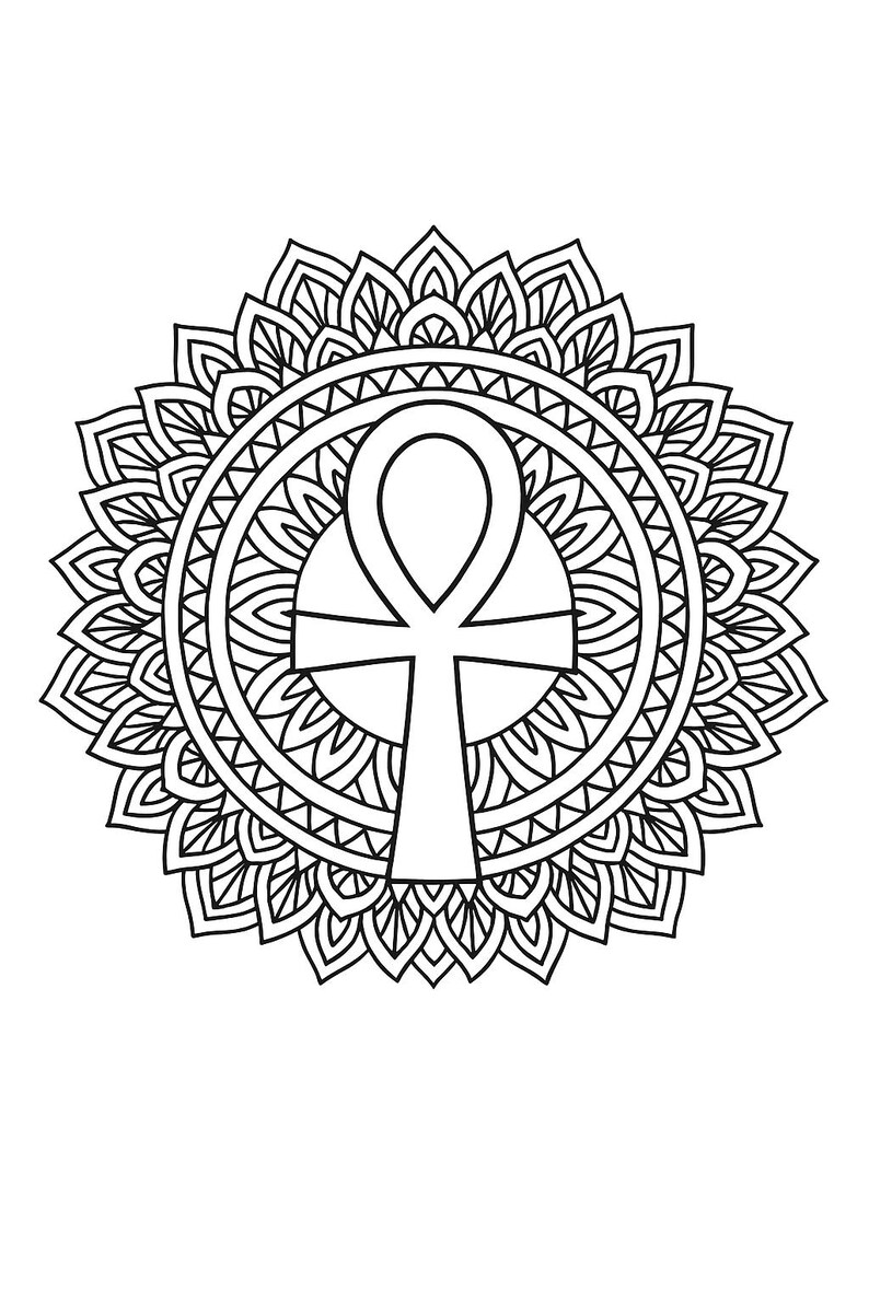 Egyptian Mandala Coloring Pages 4- 8x10 Printable Sacred Scarab, Anubis ...
