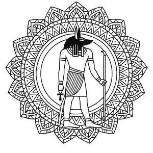 Egyptian Mandala Coloring Pages 4- 8x10 Printable Sacred Scarab, Anubis ...