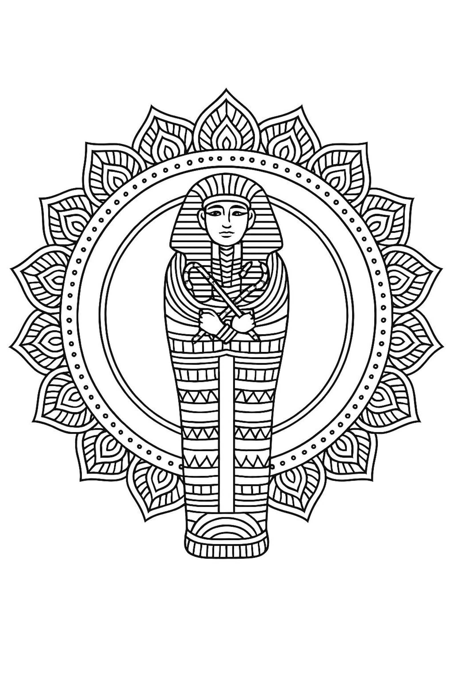 Egyptian Mandala Coloring Pages 4- 8x10 Printable Sacred Scarab, Anubis ...