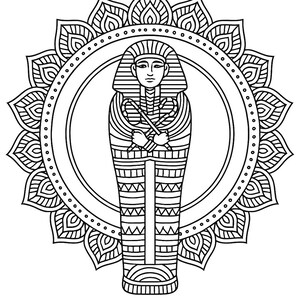 Egyptian Mandala Coloring Pages 4- 8x10 Printable Sacred Scarab, Anubis ...